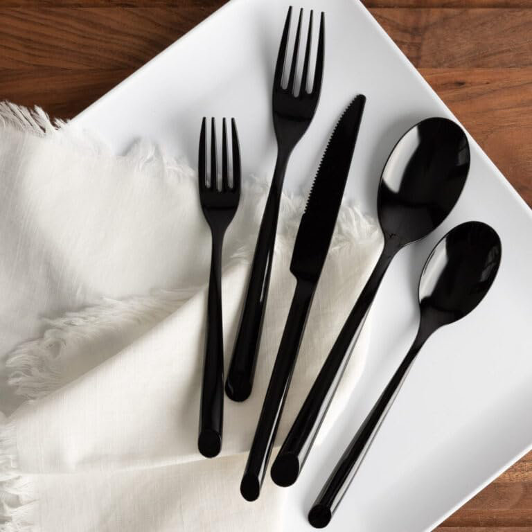 EcoQuality Disposable Black Flatware Set 5 in 1 | Wayfair